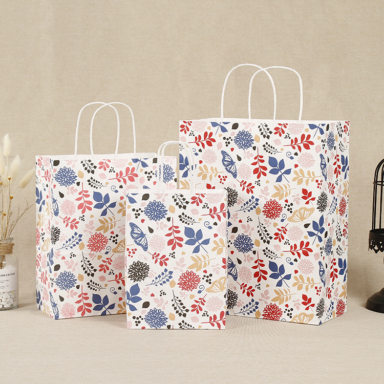 Color printed kraft paper tote bag