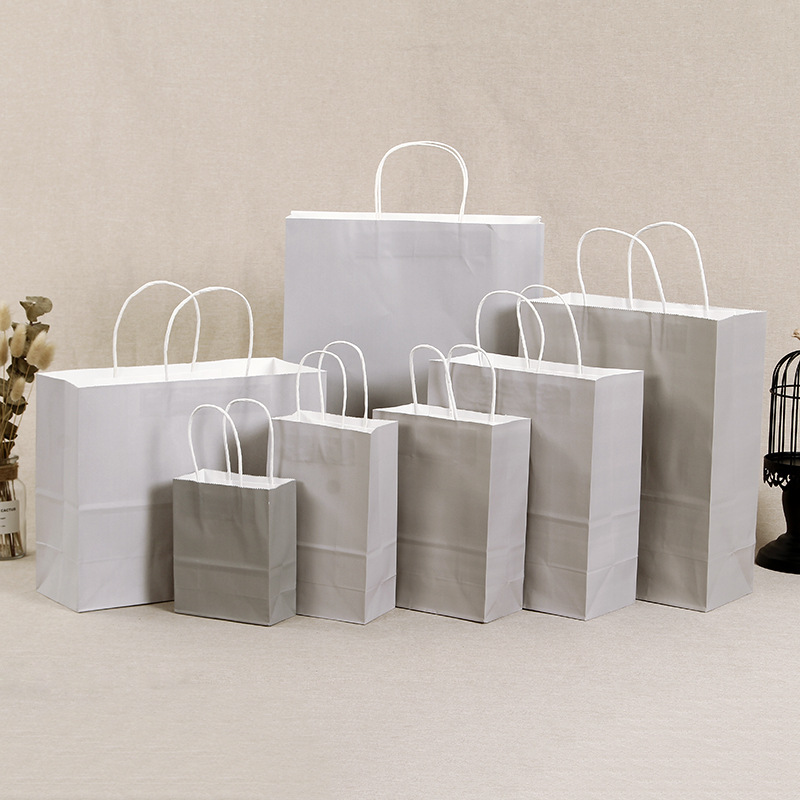 Silver gray portable paper bag customization
